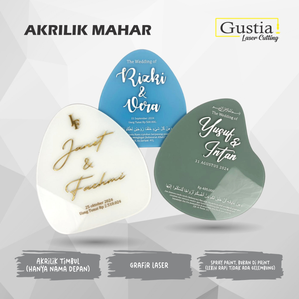 Jual (S, M, L) Akrilik Tetes Air Mahar | Dekorasi Mahar | Ornamen Mahar ...