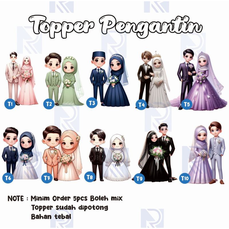 Jual Topper pengantin 13cm // Topper buket // Topper wedding // Topper ...