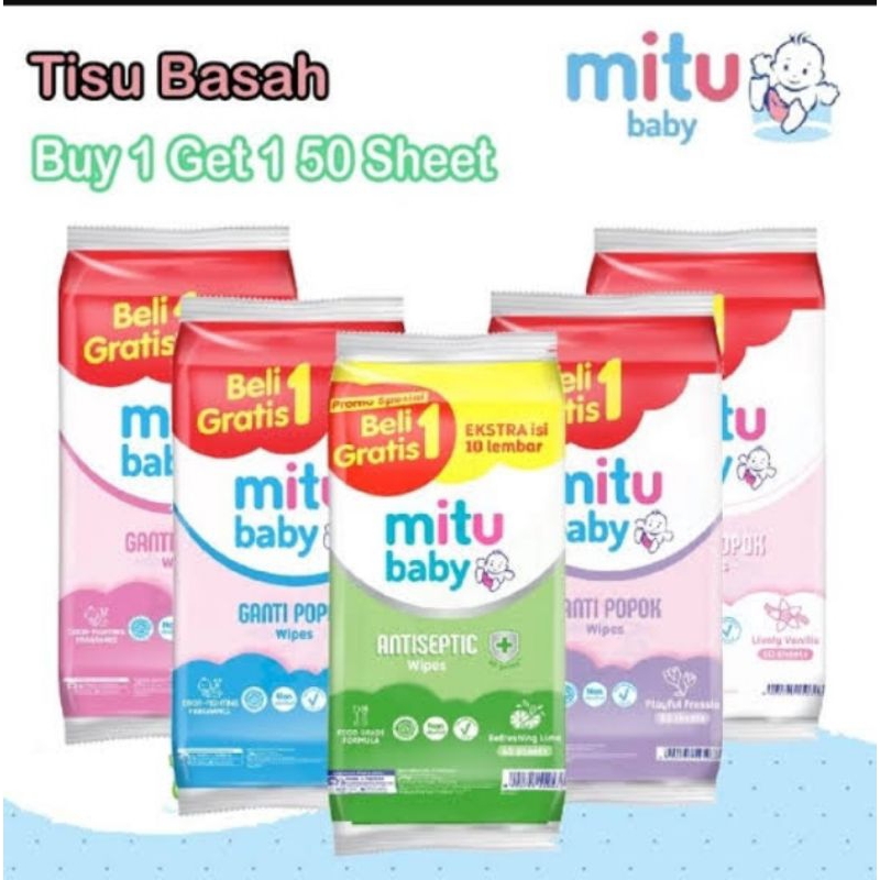Jual MITU BABY WIPES KEMASAN BELI 1 GRATIS 1 | Shopee Indonesia