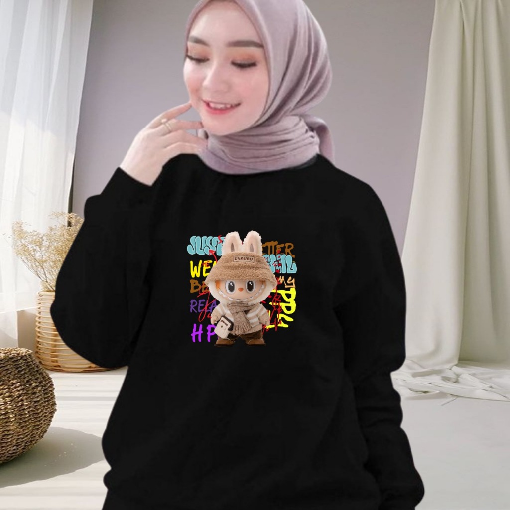 Jual Kaos Labubu Kaos Atasan Lengan Panjang Wanita Kartun Labubu One ...