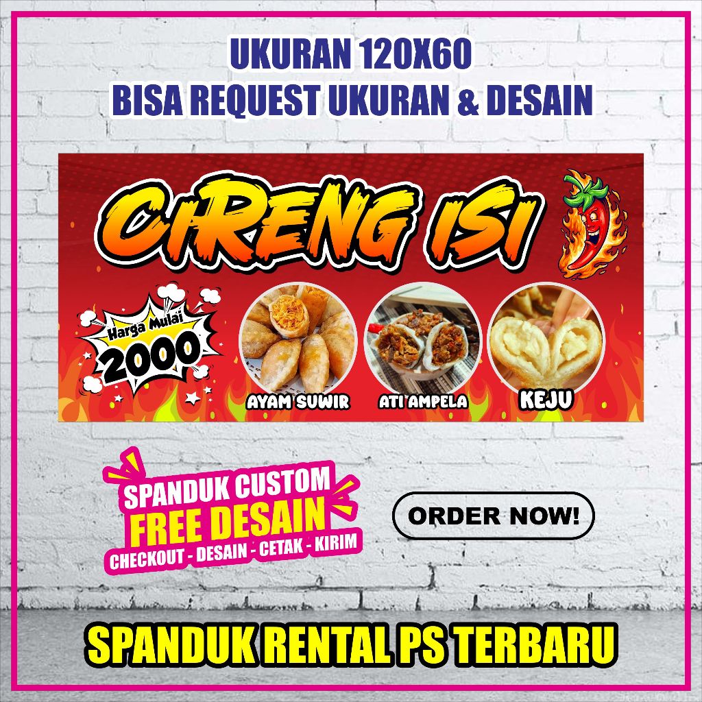 Jual Spanduk/Banner/Backdrop Cireng Isi Ukuran 120X60 Free Desain ...