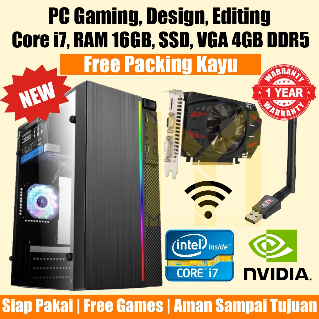 Jual PC Rakitan Gaming Core i7 RAM 16GB VGA 4GB DDR5 128 BIT / Komputer/CPU Gaming/Desain ...
