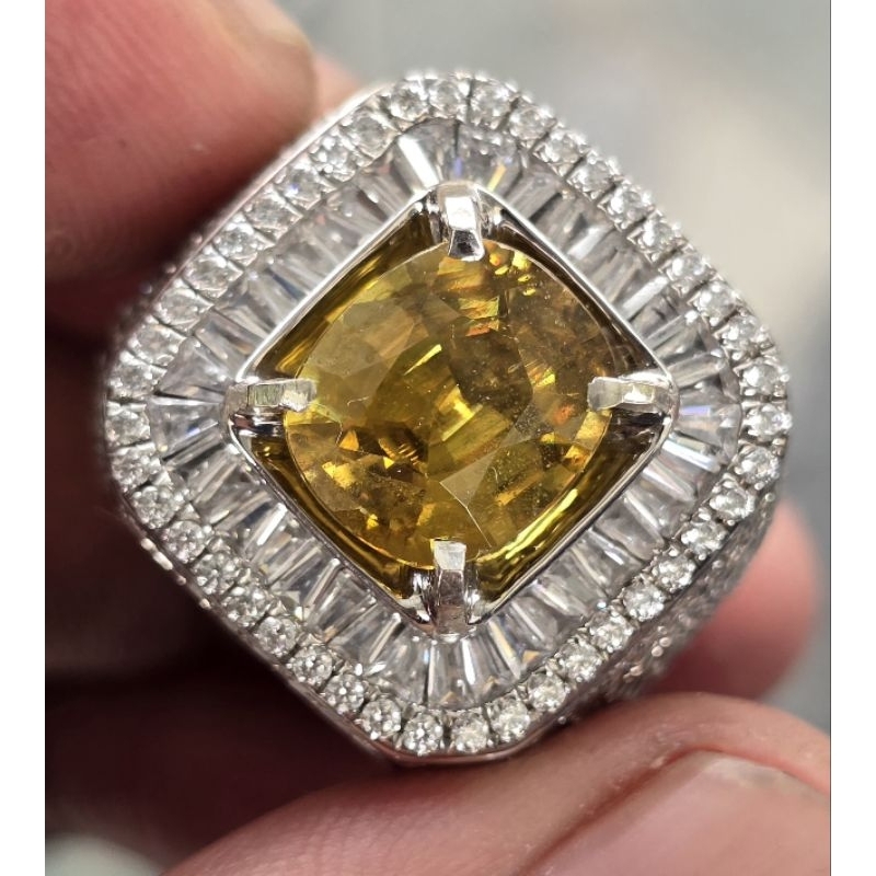 Jual Natural Rainbow Sphene Srilanka Cushion HQ ring Perak Tapper plus ...