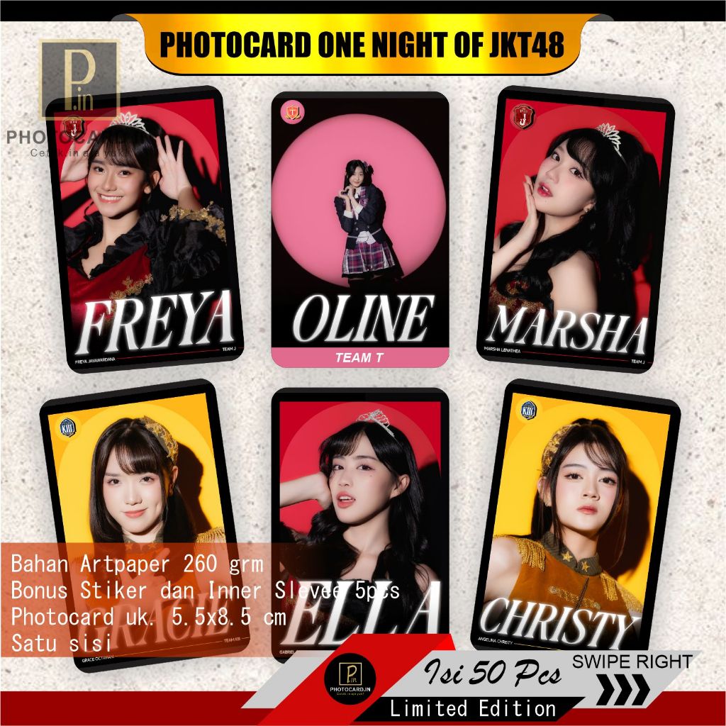 Jual Photocard JKT48 Edisi One Night of JKT48 isi 50 pcs (Free Stiker dan Inner Slevee 5pcs ...