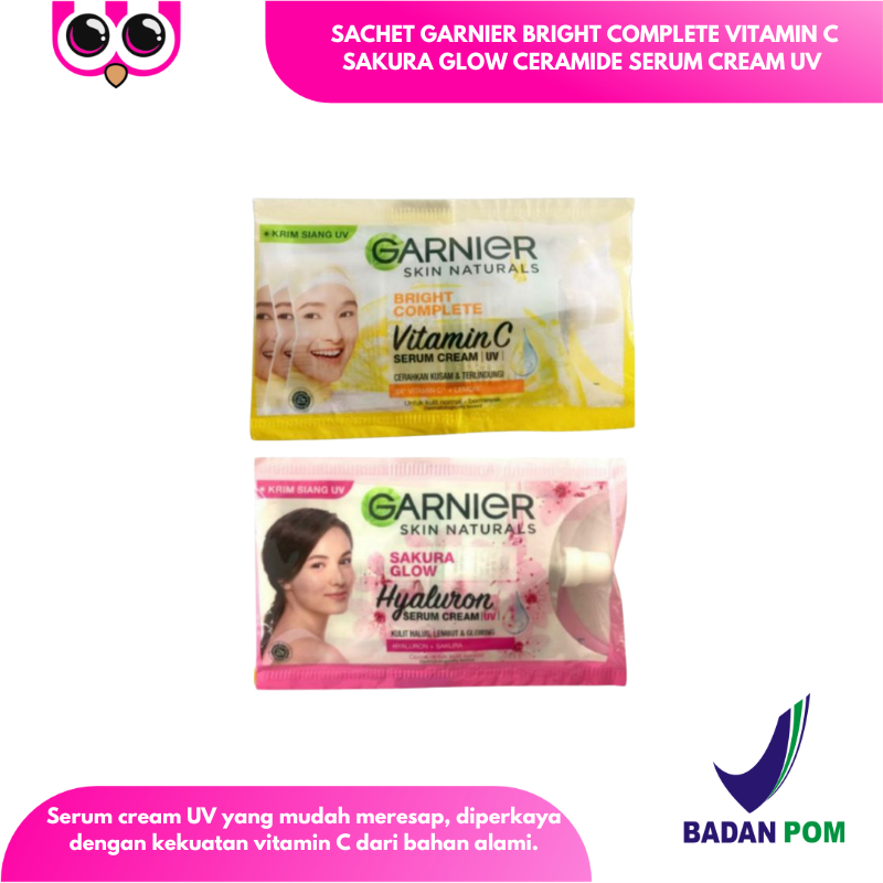 Jual SACHET GARNIER BRIGHT COMPLETE VITAMIN C SAKURA GLOW CERAMIDE ...