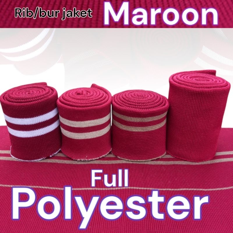 Jual kain rib/bur 1x1 warna maroon stripe polos rib Polyester premium ...