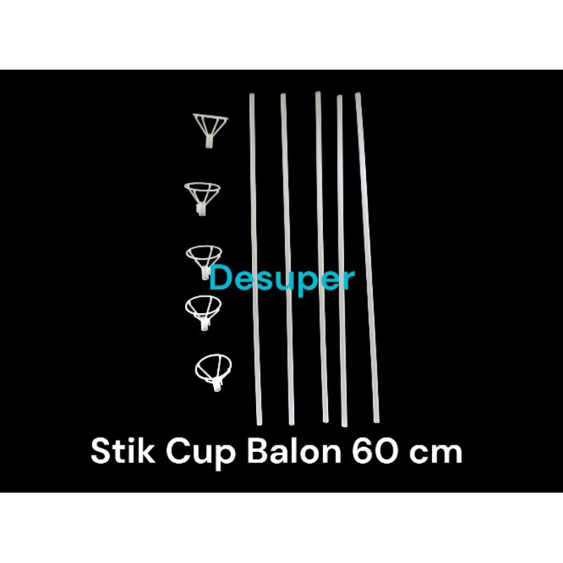 Jual Stik dan Cup jumbo pvc transparan stik balon panjang 60 cm ...