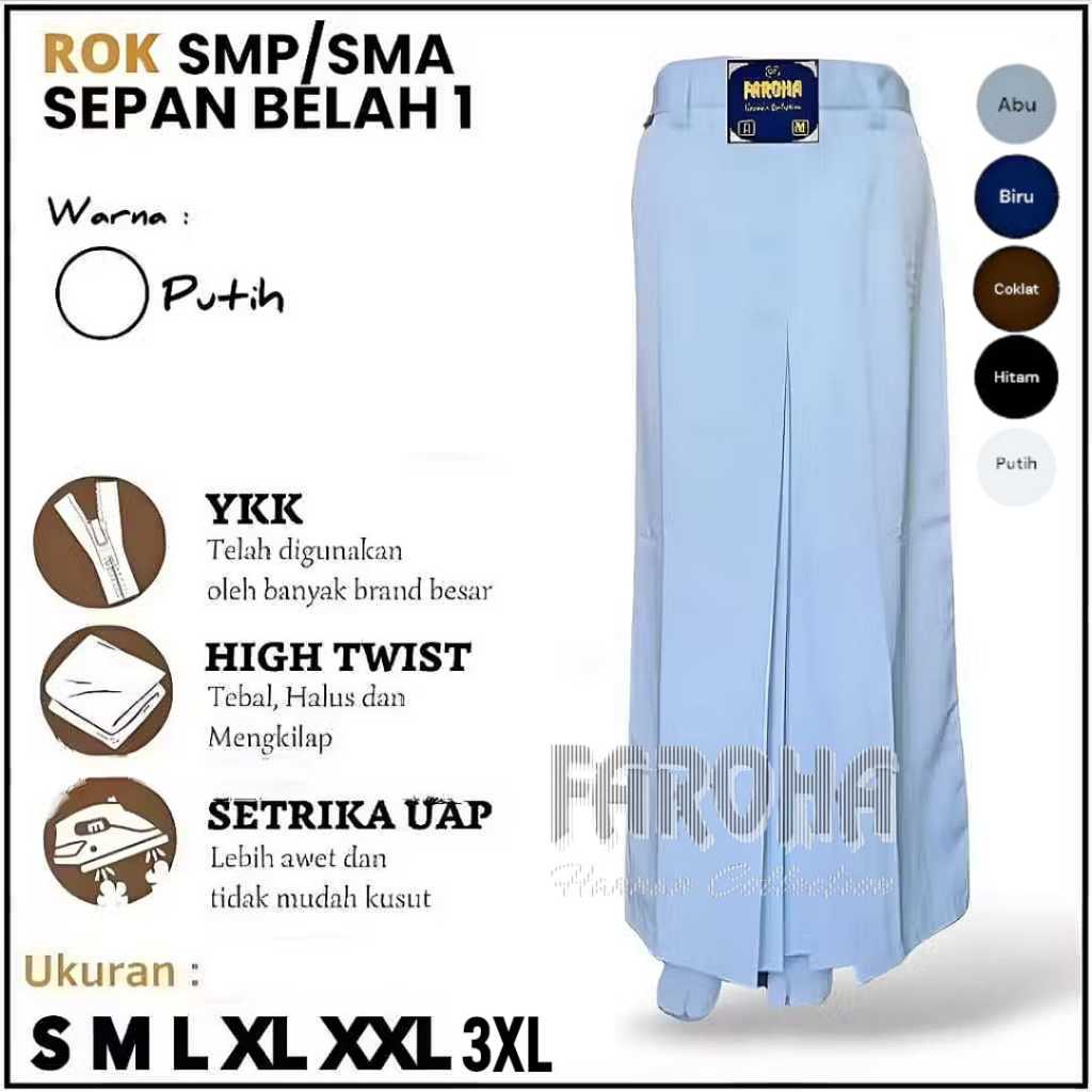 Jual Rok Span Putih Sekolah SMP SMA Panjang Rempel Depan Seragam ...