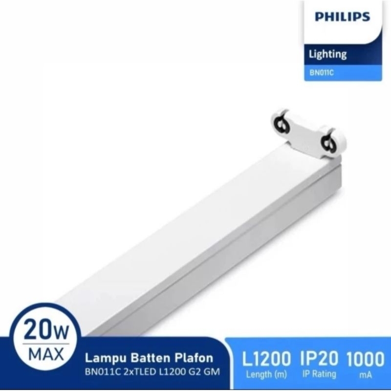 Jual BN011C PHILIPS 2xTLED L1200 G2 GM Philips LED Batten SIMBAT Kap Rumah Lampu isi 2 Panjang ...