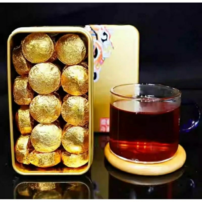 Jual Tea Mini Pu Er Cha Wangi Ketan Kotak Emas 200gr isi 30-40pcs ...