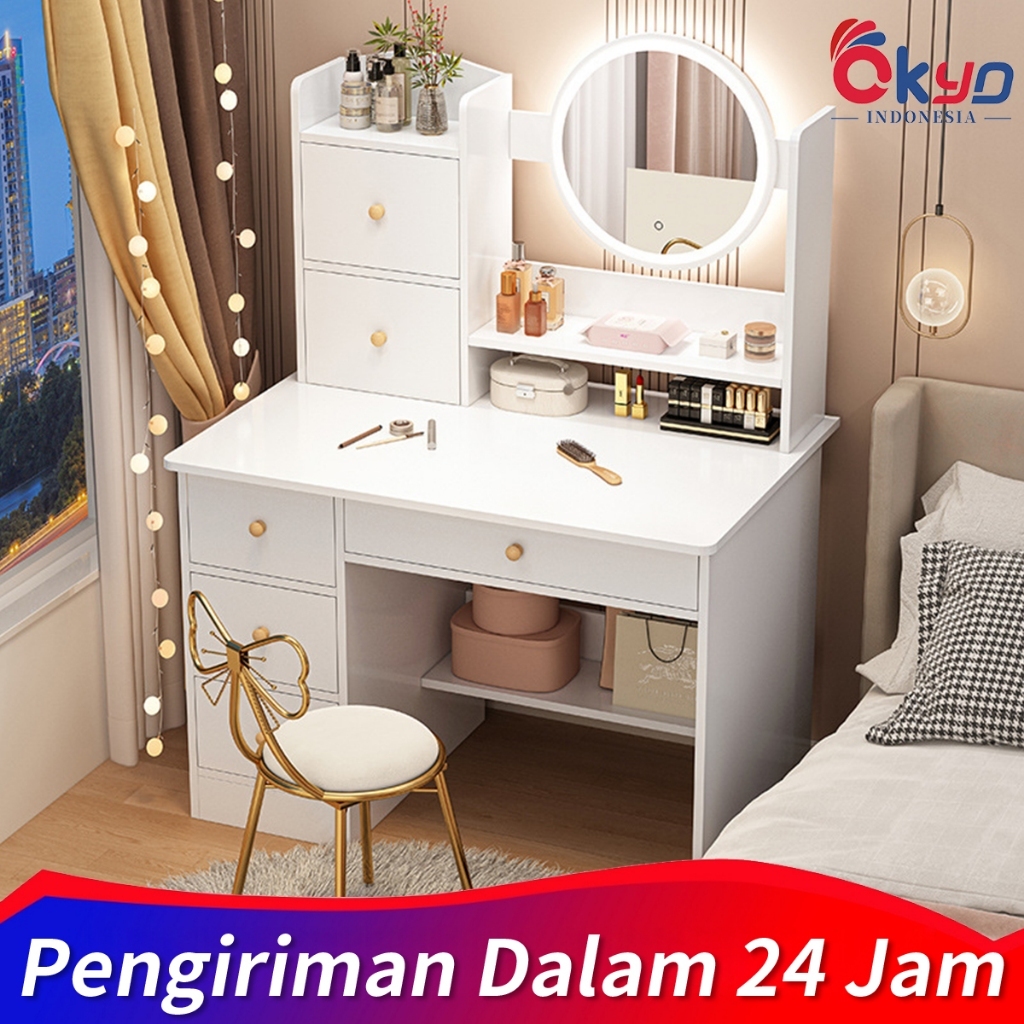 Jual Set Meja Rias Kursi Pita/ Meja Rias Set Bangku / Meja Rias Lampu ...