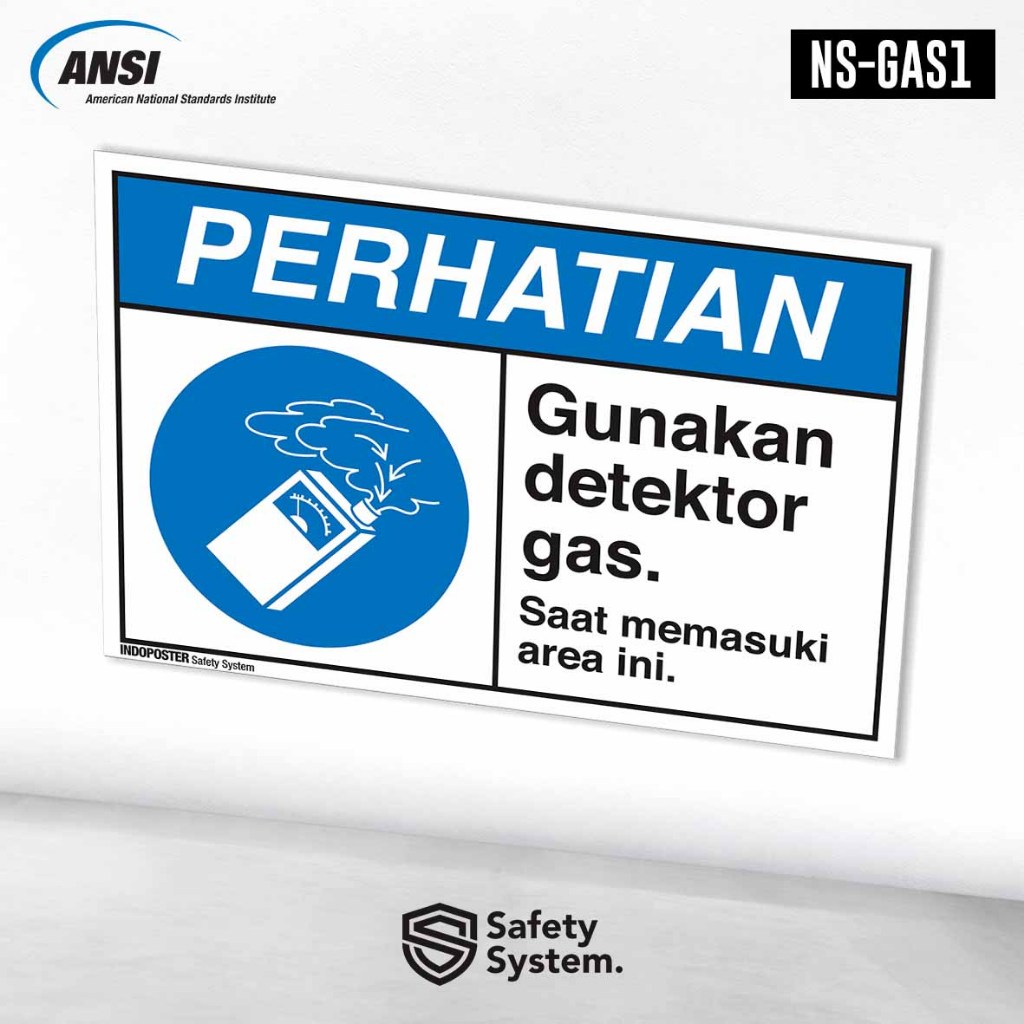 Jual Stiker Safety Sign Rambu K3 ANSI Gunakan Gas Detektor Saat ...