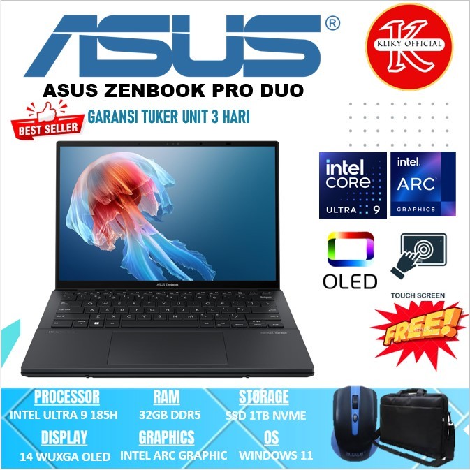 Jual Asus Zenbook Pro Duo UX8406MA Intel Ultra 9 185H Ram 32Gb Ssd 1TB ...