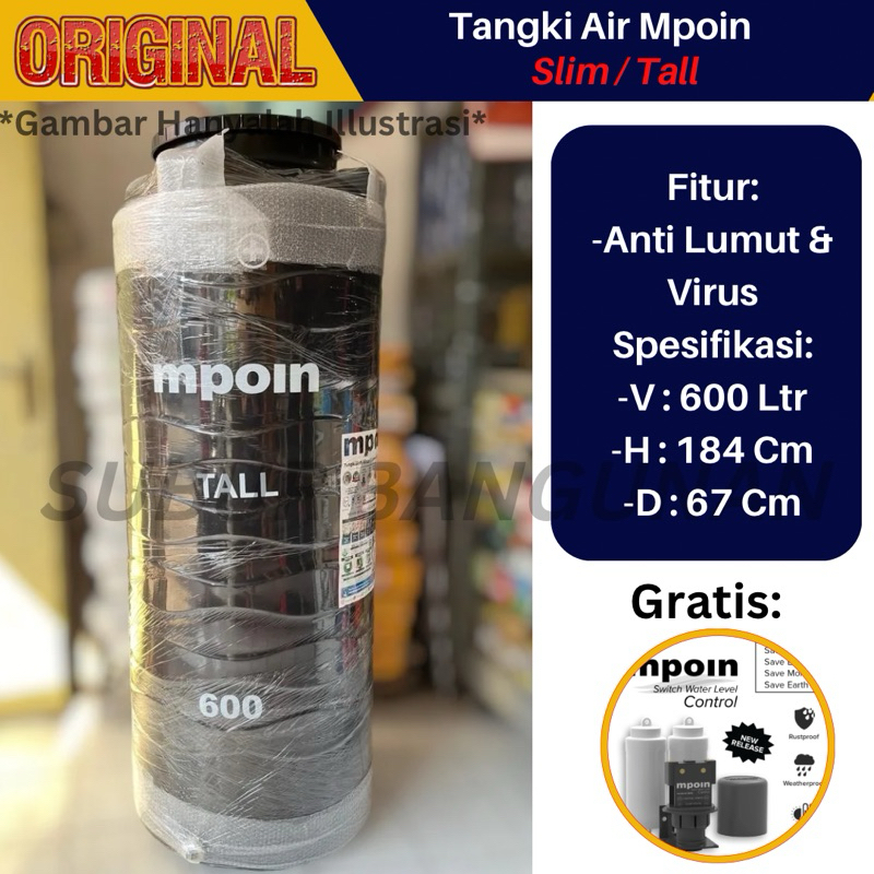 Jual Tangki Air MPOIN TW600 600L Tall Wave Series Water Tank Toren ...