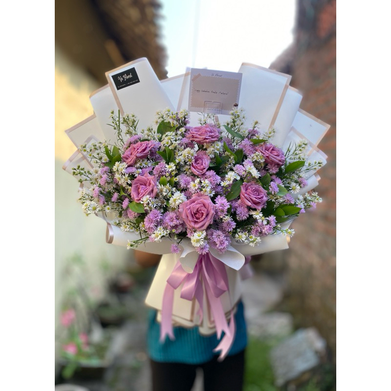 Jual buket bunga mawar segar / frash rose bouquet / bucket murah ...