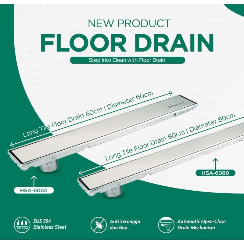 Jual Wasser Long Tile Floor Drain 80cm | HSA-6080 | Shopee Indonesia