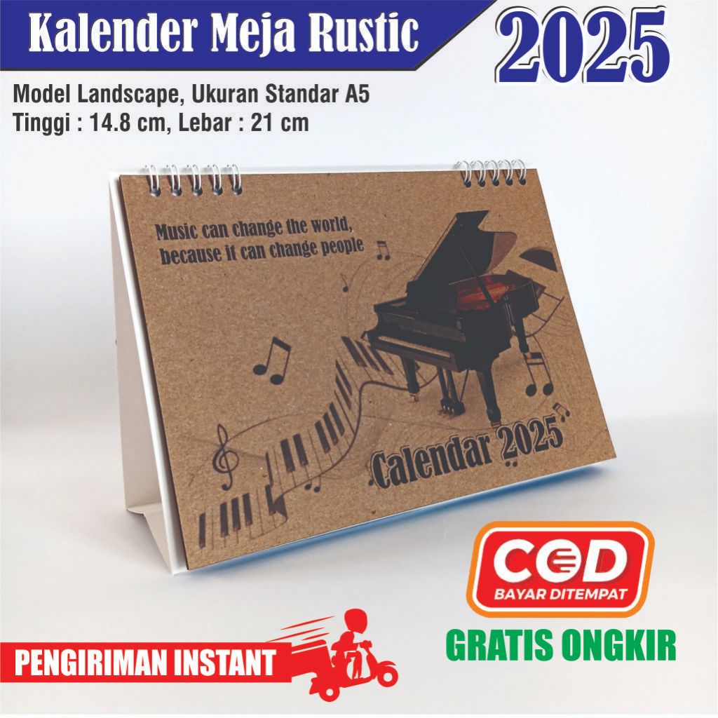 Jual Ready !! Kalender Meja 2025 Rustic Model LANDSCAPE ukuran Standar ...