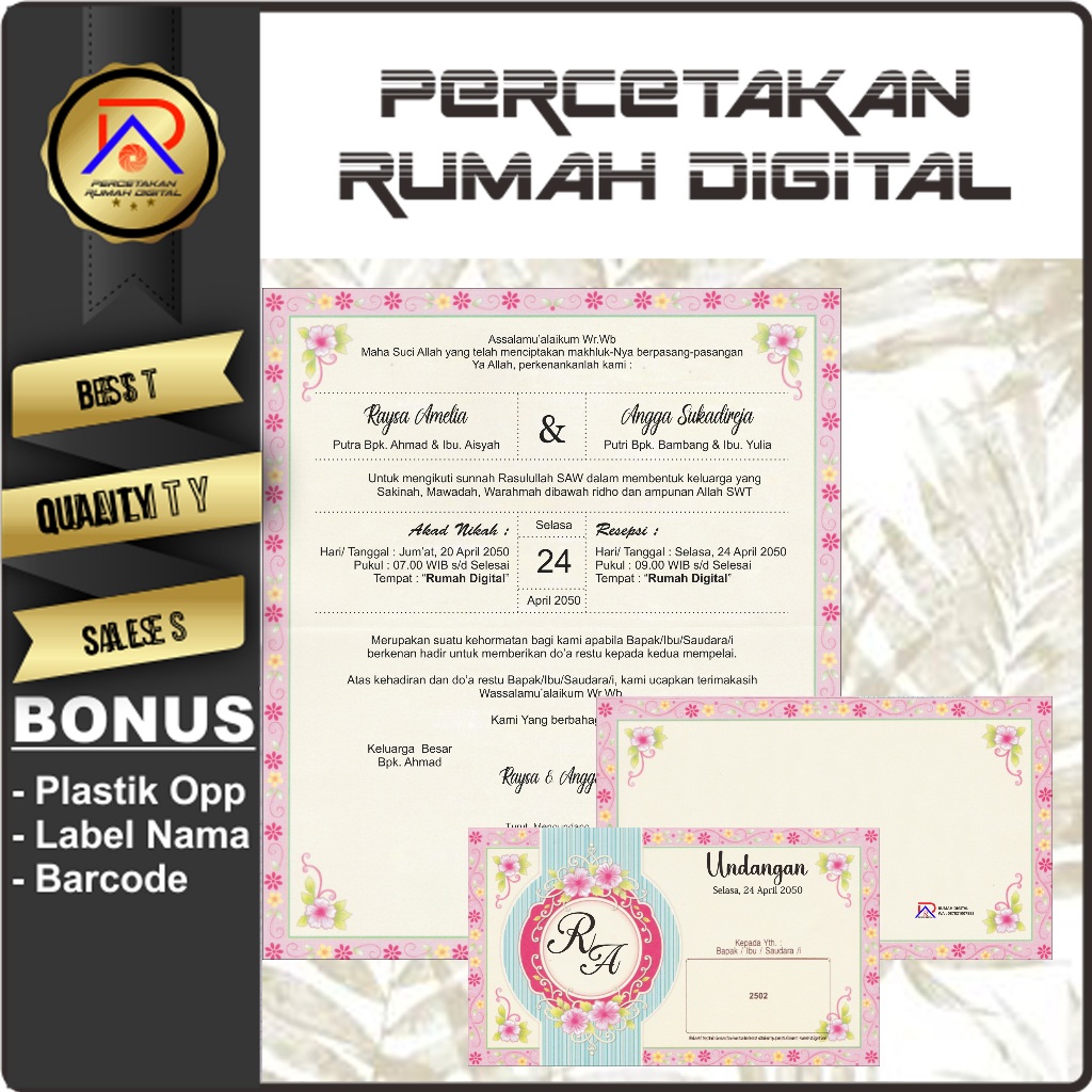 Jual Cetak Undangan Erba 88202 2 lipatan | Shopee Indonesia