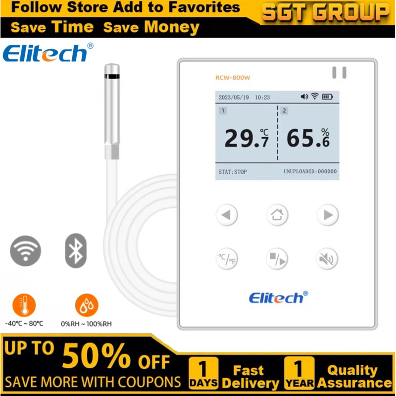 Jual Wifi Temperature & Humidity Data Logger Elitech RCW-800 Wi Fi ...
