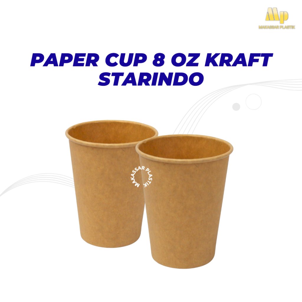 Jual PAPER CUP 8 OZ KRAFT STARINDO / GELAS KERTAS MINUMAN STARINDO / GELAS MINUMAN KRAFT @50 PCS ...