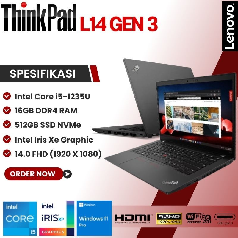 Jual LENOVO Thinkpad L14 Gen 3 Core i5-1235U RAM 16GB SSD 512GB Intel ...