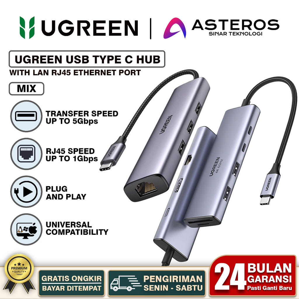 Jual UGREEN HUB Adapter Type C To RJ45 Gigabit Ethernet USB 3.0 For ...