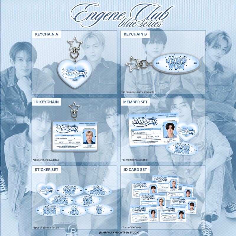Jual ENGENE CLUB (blue series) fanmade ENHYPEN Acrylic Keychain ID Card ...