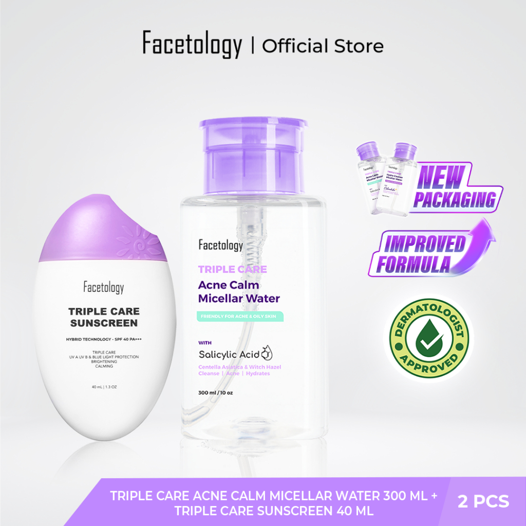Jual Facetology Bundling Triple Care Acne Calm Micellar Water 300ML ...