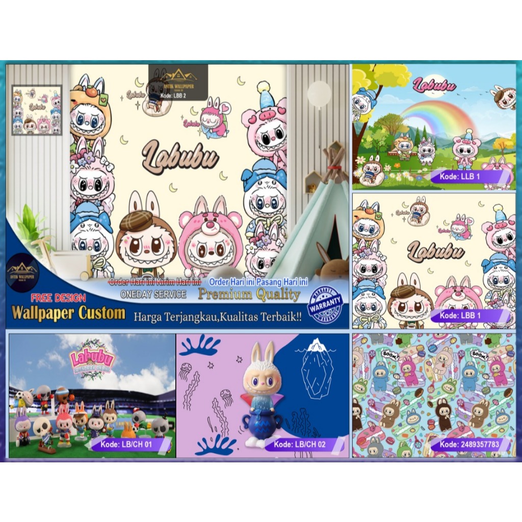 Jual Wallpaper Custom Tema LABUBU | Karakter Anak | Boneka | Kamar Anak ...