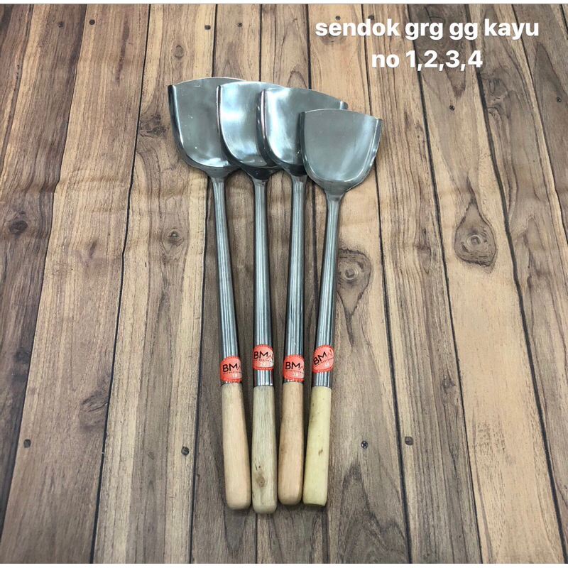 Jual sendok goreng spatula stainles gagang kayu tebal kualitas bagus ...