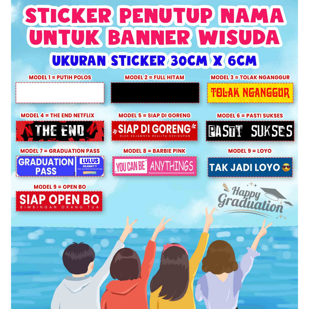 Jual Sticker Penutup Nama Banner Wisuda Lucu dan Menarik untuk Banner ...