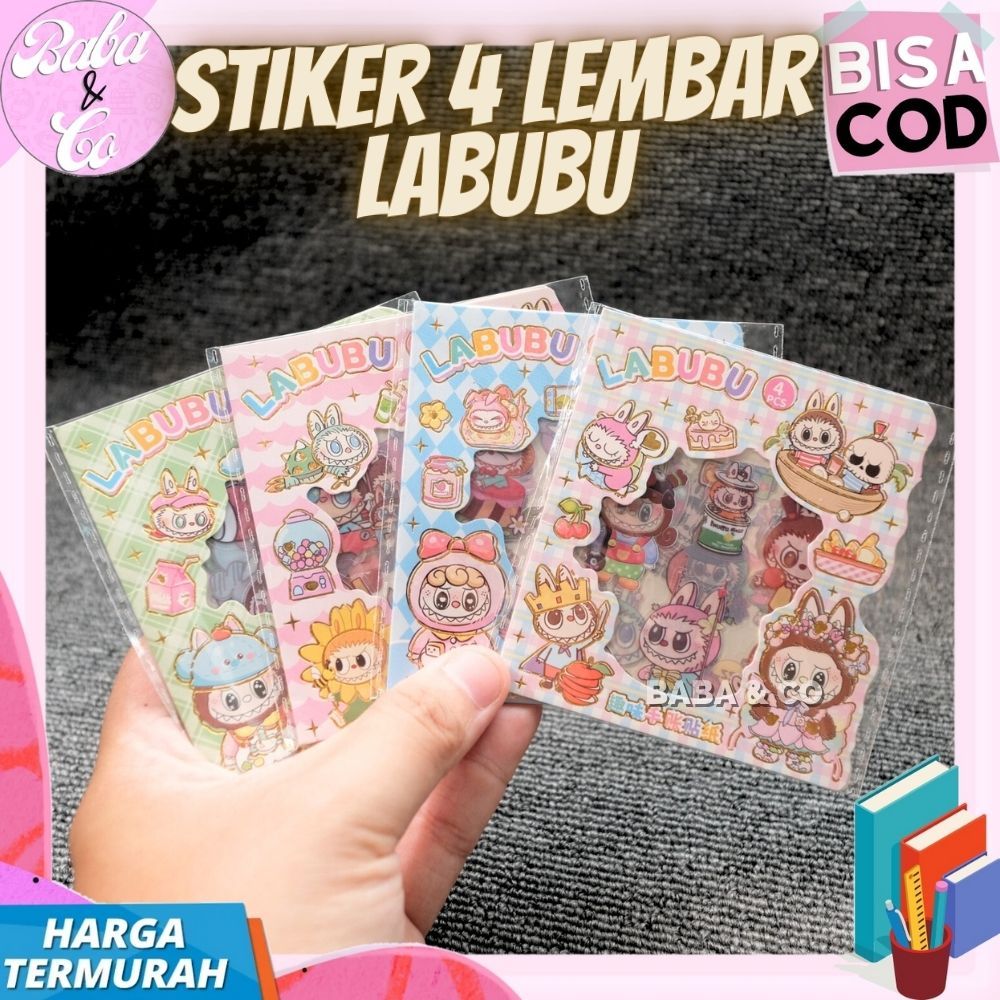 Jual STIKER LABUBU 4 LEMBAR STICKER 1 PACK 4 Lembar LABUBU LUCU UNIK ...