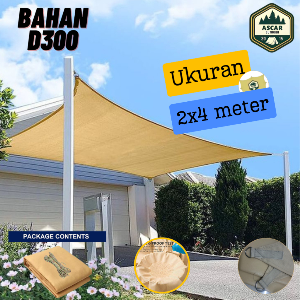 Jual Tenda Awning Kanopi Taman Ukuran 2x4 | Sun Shade | Bahan D300 ...