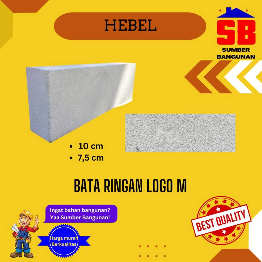 Jual HEBEL BATA RINGAN 10 CM 7,5 CM 7.5 10CM UKURAN FULL 1 KUBIK M3 / DO - 1 M3 | Shopee Indonesia