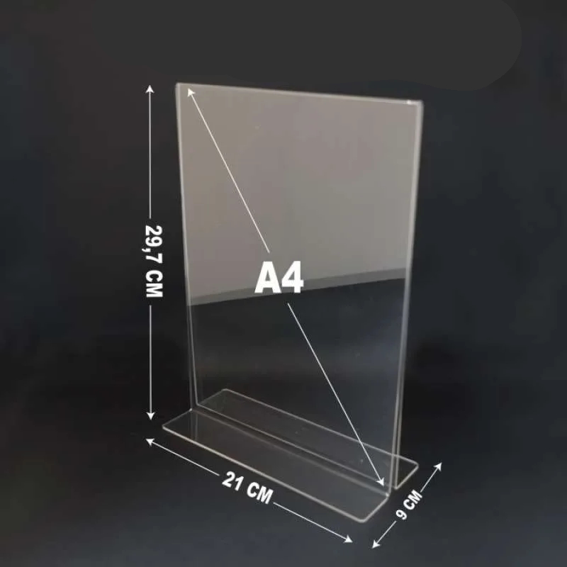 Jual TEMPAT POSTER BROSUR AKRILIK A4 BENTUK T 2 SISI ACRYLIC STAND ...