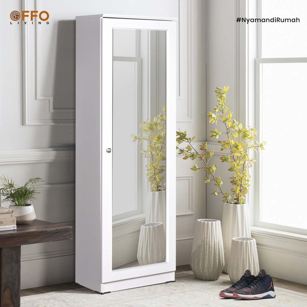 Jual Offo Living - Rak Sepatu Putih Dengan Cermin 1 Pintu Minimalis ...