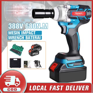 Jual COD-Impact wrench Cordless 388V 680NM Brushless bor impact baterai mesin impact buka baut 2 ...