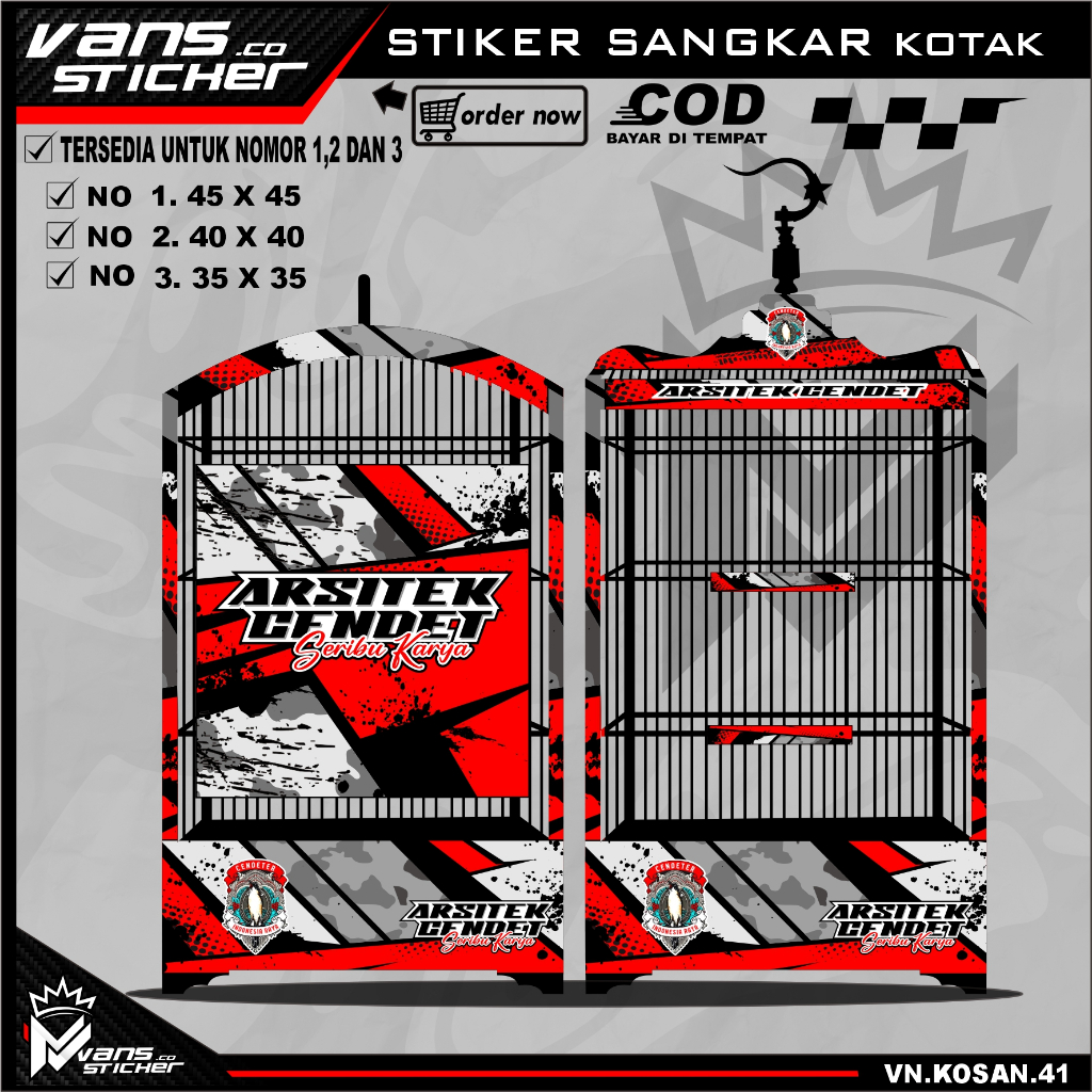 Jual COD Stiker Decal Sangkar Burung Kotak, Kosan, Persegi, Ebod No. 1 ...