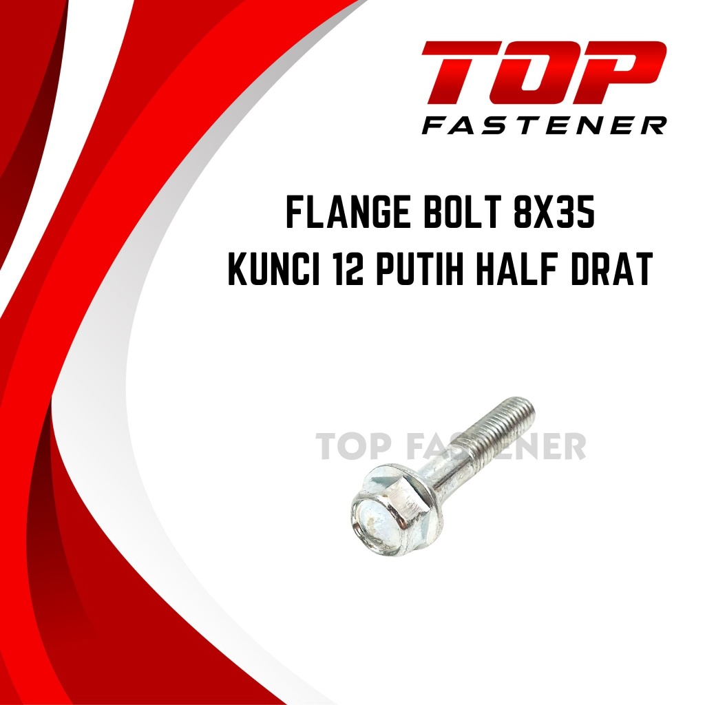Jual BAUT TOPI FLANGE BOLT M8 8X35 KUNCI 12 PUTIH | Shopee Indonesia