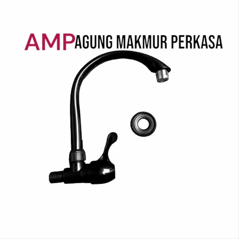 Jual Kran angsa hitam, kran wastafel PVC/kran cuci piring hitam premium ...
