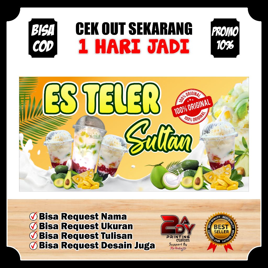 Jual Spanduk Es Teler Segar / Banner Es Teler Viral Ukuran 100 x 50 ...