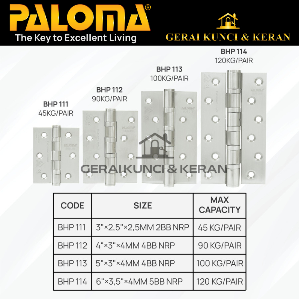 Jual PALOMA Engsel Pintu Jendela Hinge Kupu Butt Plat Kayu Aluminium PVC Hinges Door Window ...