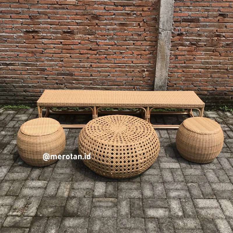 Jual Set Bangku Stool Meja Rotan Sintetis / Stool Rotan / Meja Rotan ...