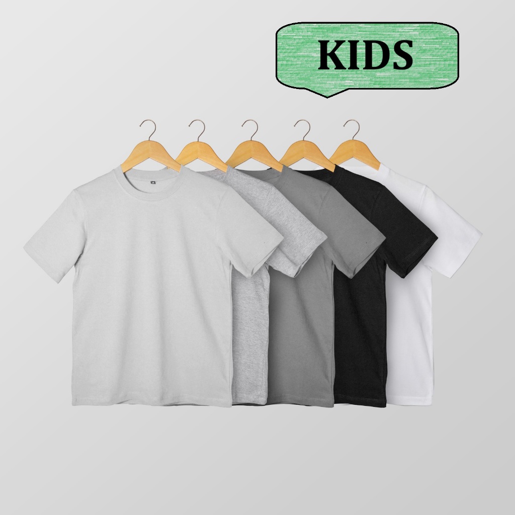 Jual Kaos Polos ANAK LENGAN PENDEK Cotton Combed PREMIUM 30S Reguler Fit Unisex Abu Muda - Abu ...