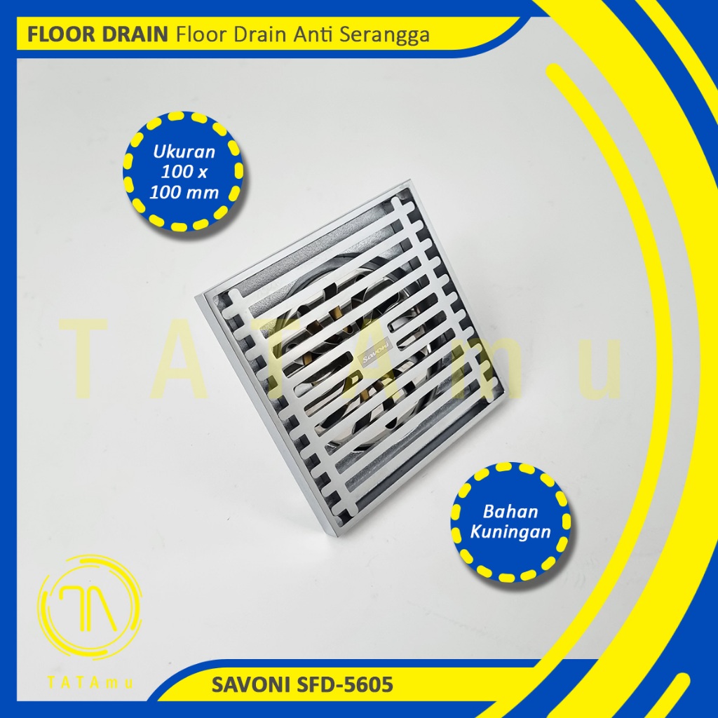 Jual Floor Drain Anti Serangga SAVONI SFD-5605 100x100 mm Kuningan ...