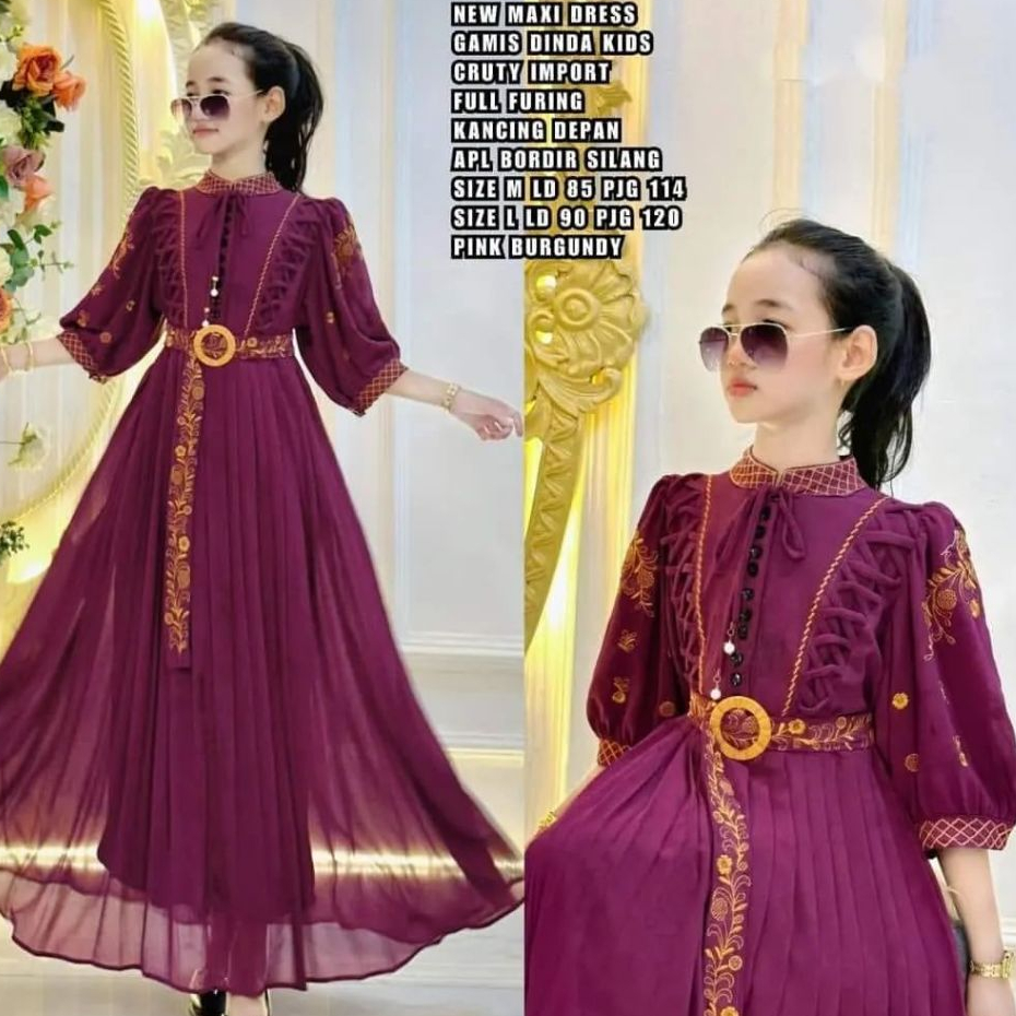 Jual Dinda Dress Kids Usia 7 - 12 Tahun Gamis Anak Perempuan New SHR ...
