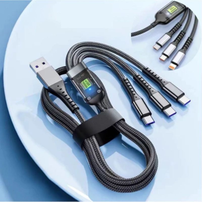 Jual KABEL DATA / KABEL CHARGER FAST CHARGING LED 3IN1 IPHONE MICRO ...