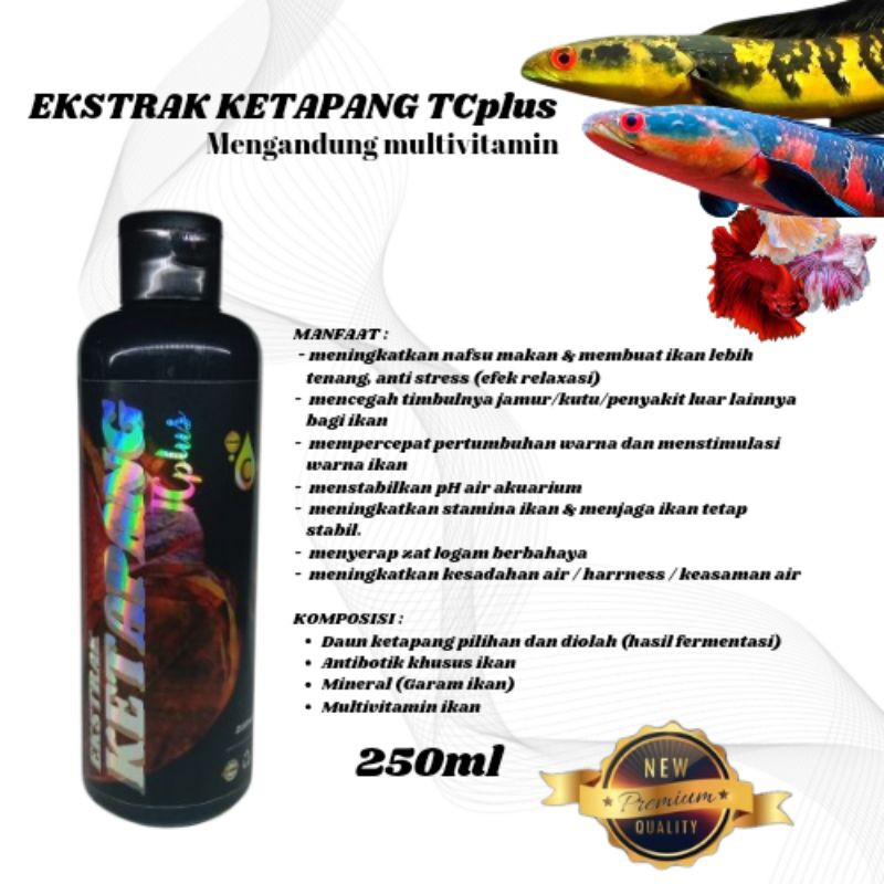 Jual EKSTRAK DAUN KETAPANG TCplus MULTIVITAMIN 250ml UNTUK IKAN CUPANG DAN IKAN CHANNA ketapang ...
