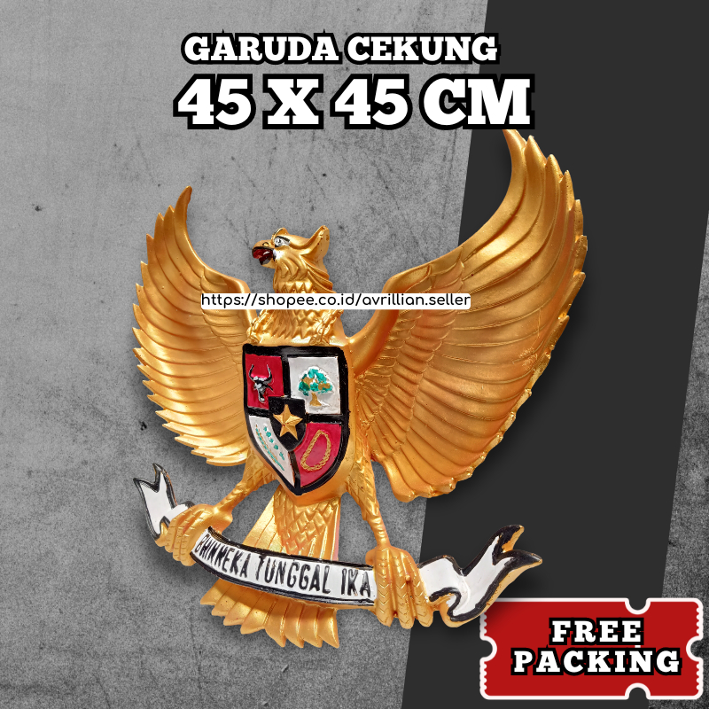 Jual Pajangan Hiasan Dinding Patung Lambang Burung Garuda 45X45 CEKUNG ...