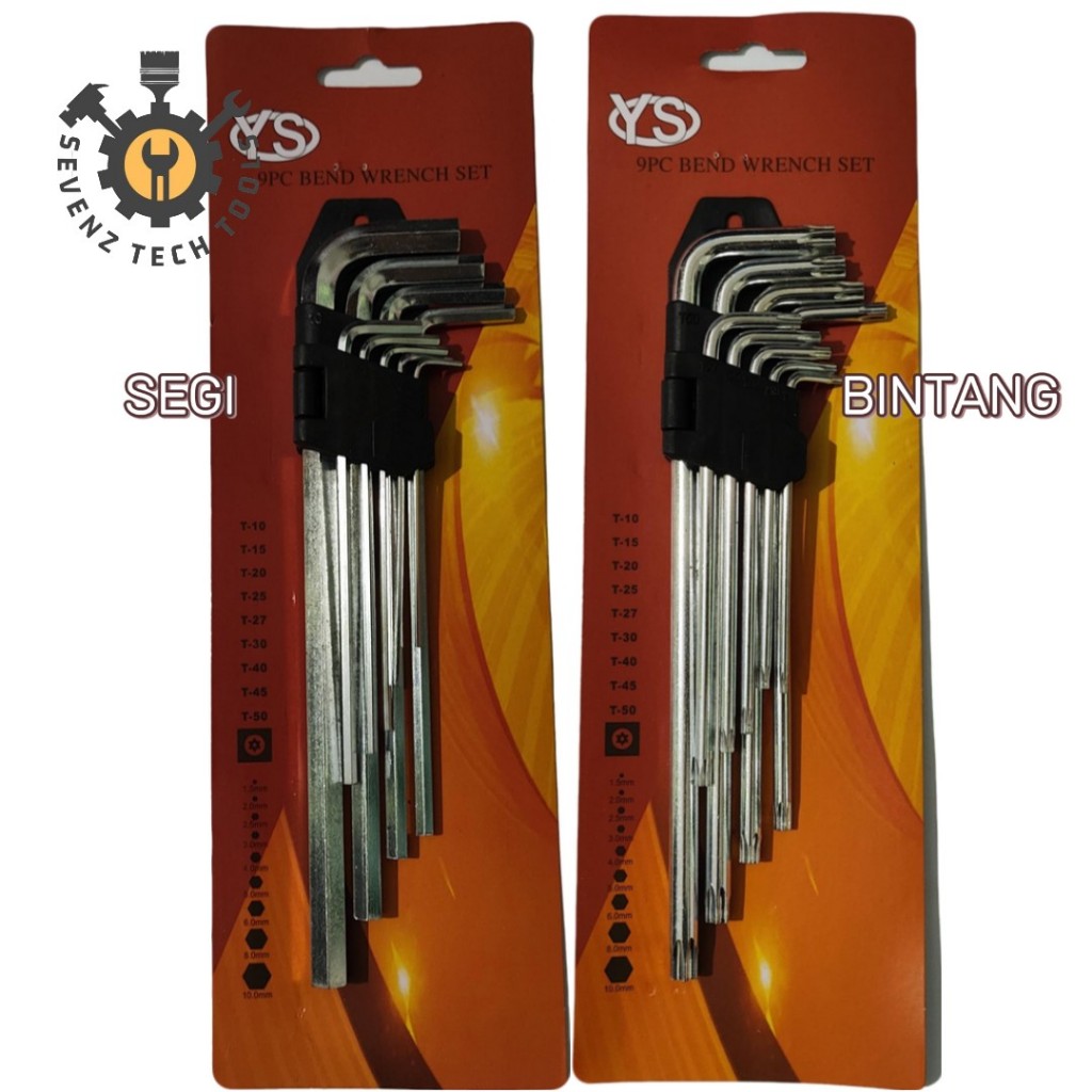 Jual KUNCI L SET 9 PCS YS PANJANG SEGI / BUNGA BEND WRENCH SET 1.5-10MM ...